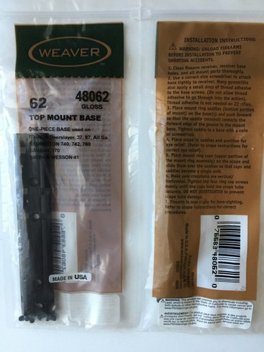 Weaver #62 Detachable Top Mount 1 Piece Base, Fits Remington 740, 742 ...