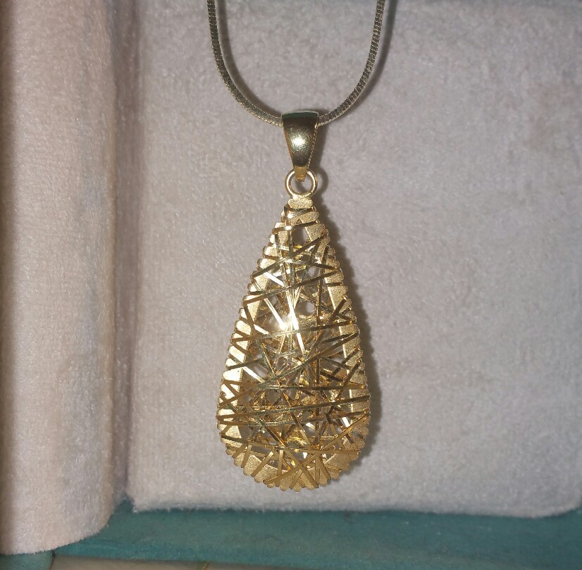 QVC Veronese 18k Yellow gold/sterling silver wire pendant chain ...