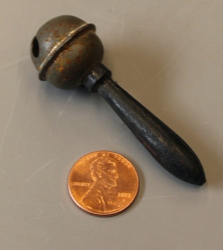 07/06. Antique Doll Sized Baby Rattle, Wood Handle with Metal Bell ...