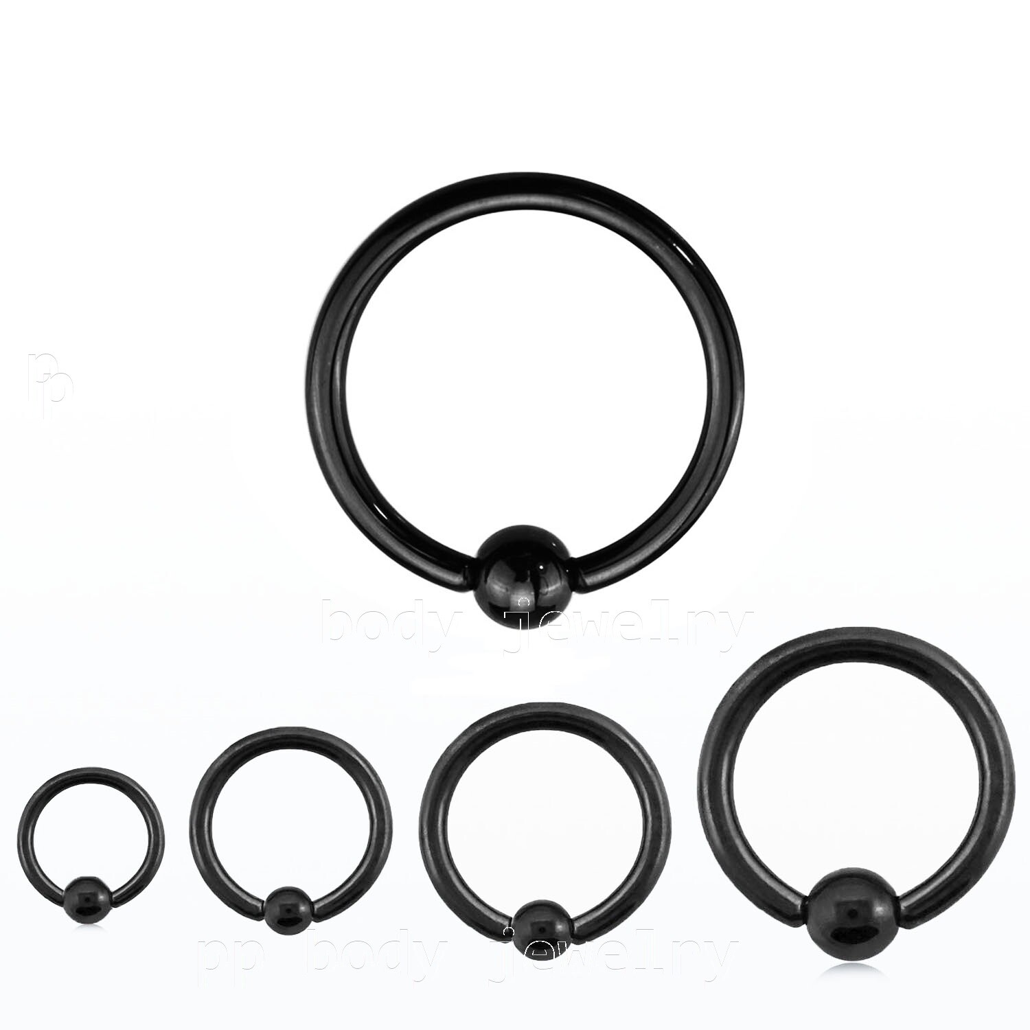 PAIR Titanium Anodized Surgical Steel Captive Bead Ring Earring 16G 1/4 ...