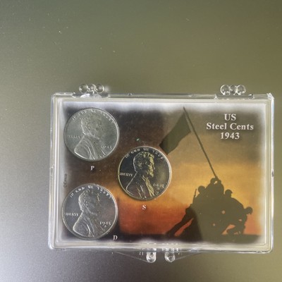 1943 Complete Steel Penny Mint Mark Collection Set of Three Coins PDS ...