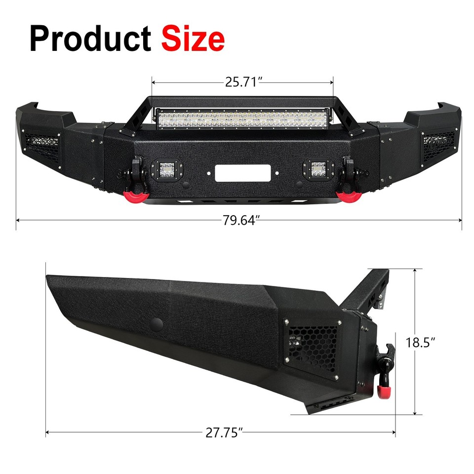 Ronghui for 2011-2014 Chevy Silverado 2500/3500 Front Bumper W/Light ...