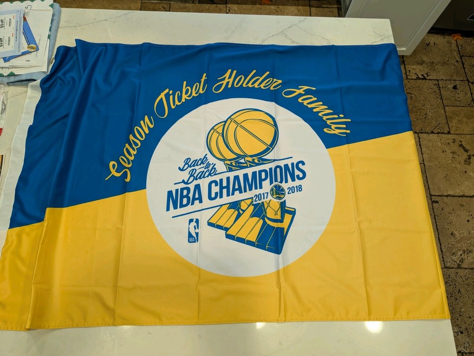GOLDEN STATE WARRIORS Back to Back NBA Champions 3x5 Flag Season Ticket ...