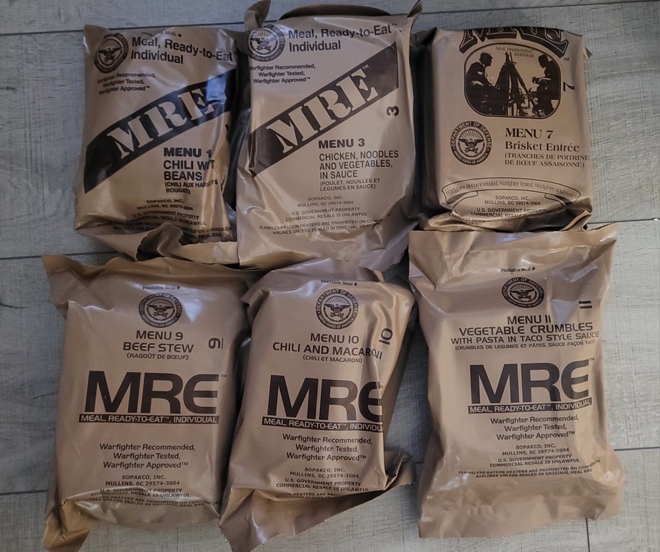 MREs (Ready-to-Eat) Meal Kits - Genuine U.S. Military Menu 1, 3, 7, 9 ...