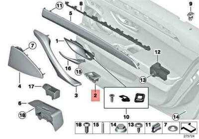 OEM BMW HYBRID 5 F10 F11 F18 518D 520D TRIM POWER WINDOW RIGHT ...