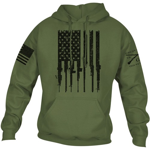 Grunt Style Rifle Flag 2.0 Pullover Hoodie - Military Green | eBay