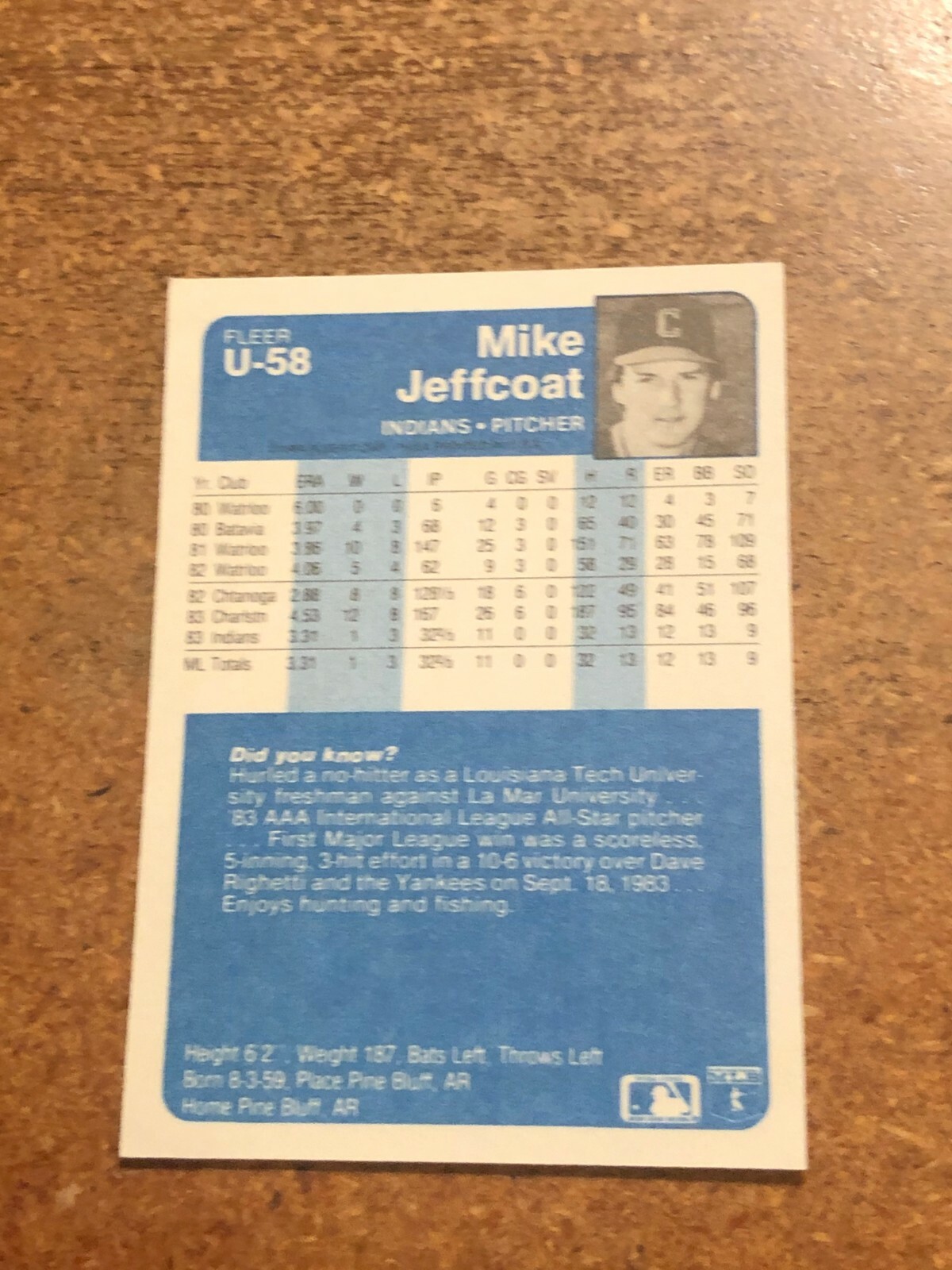 1984 Fleer Update Baseball # U-58 Mike Jeffcoat RC | eBay