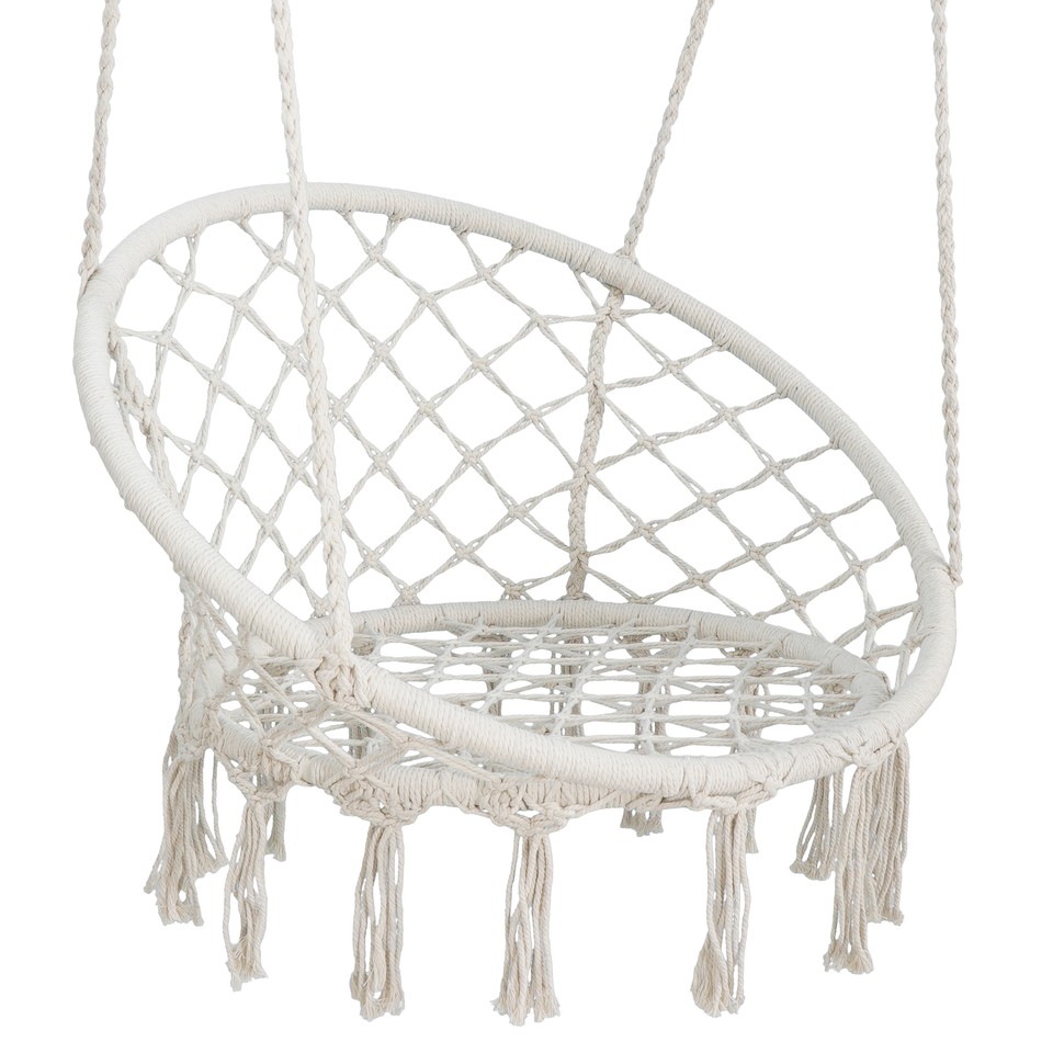 Cotton Hanging Rope Hammock Chair Swing Round Indoor Outdoor Home ...