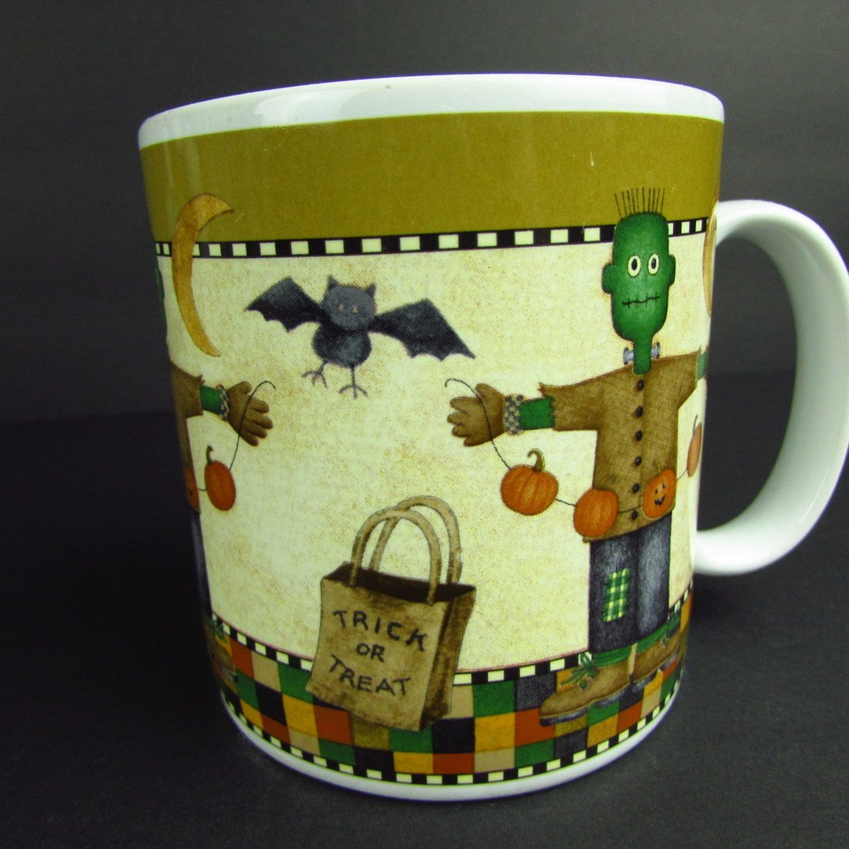Debbie Mumm Halloween Mug Frankenstein Scarecrow Trick Or Treat 1998 ...