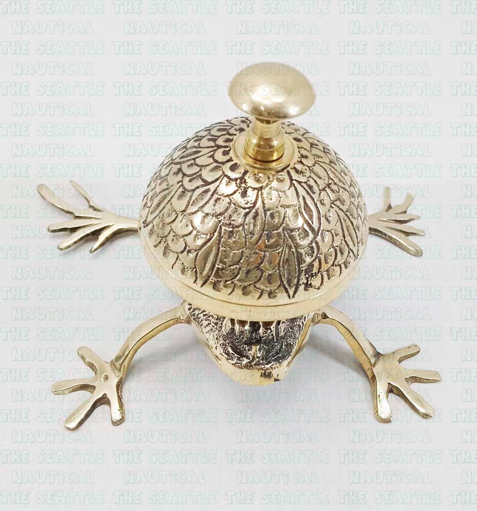 Solid Brass Frog Bell Office Table Desktop Bell Counter Reception Call ...