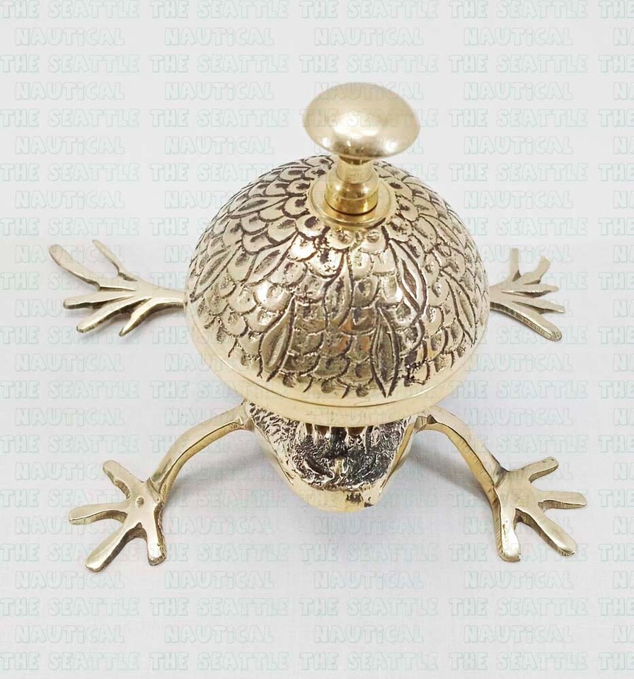 Brass Frog Style Counter Reception Service Bell Office Table Desktop ...