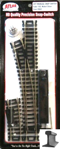 Atlas HO Scale ~ Code 100 ~ Left Hand ~ Turnout Manual Snap Turnout ...