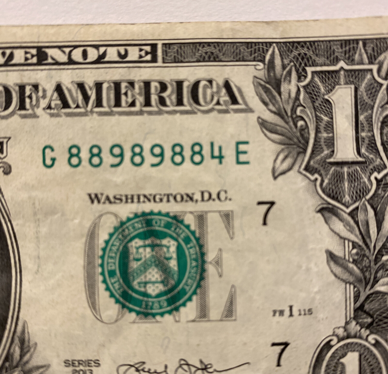 $1 Dollar 2013 Bill Note Fancy Lucky 5 Of 8’s Almost Super Repeater ...