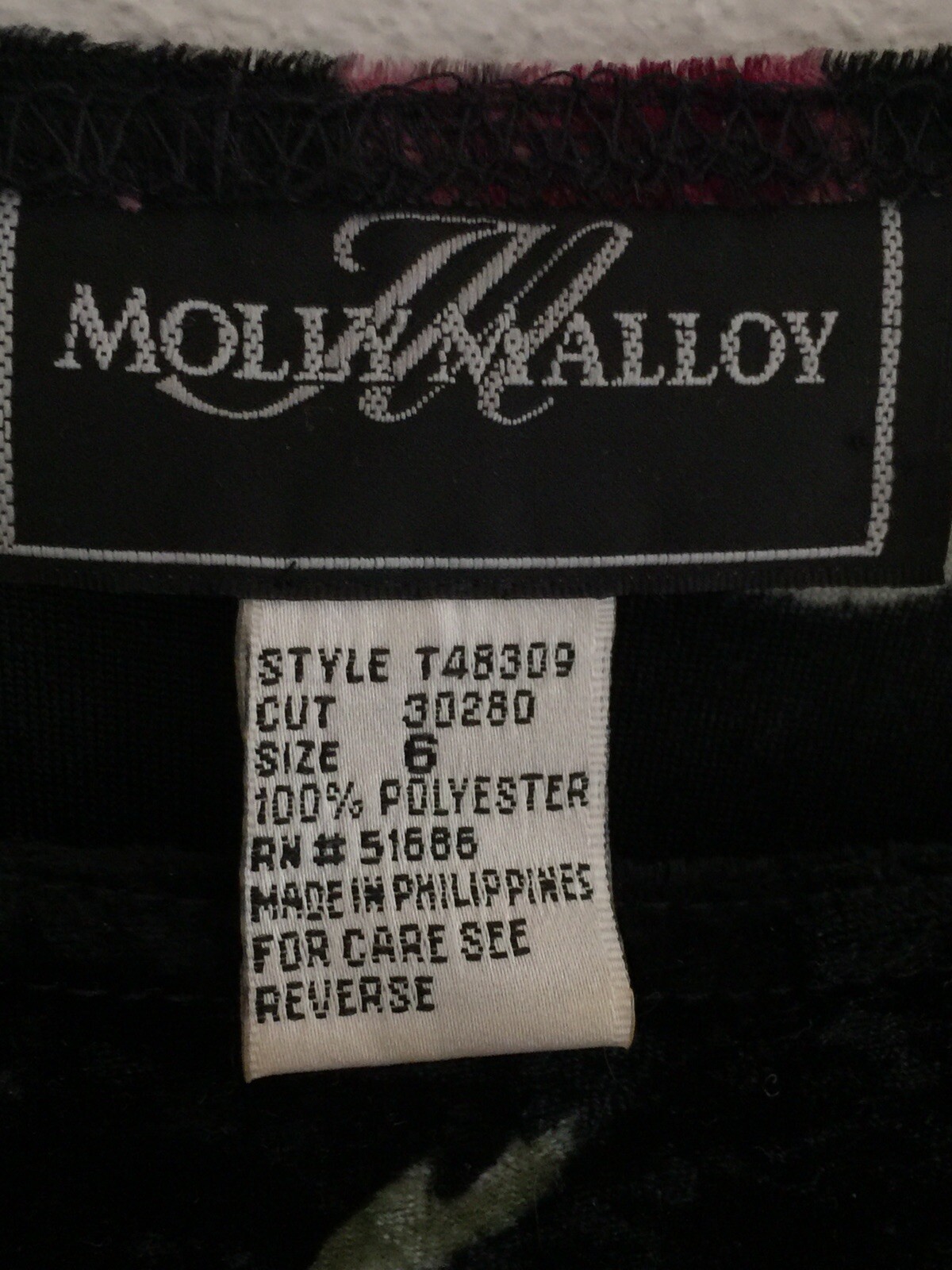 Molly Malloy Women's Floral Velvet Dress Sz 6 w Feathered Brooch/Pin ...