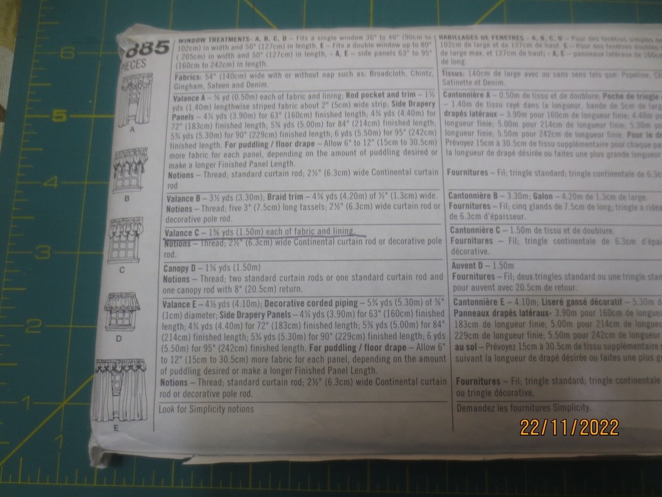 Uncut Simplicity 7885 Home Decor Decorating Sewing Pattern Window ...