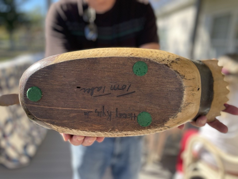 Tom Taber Wooden Mallard Drake Duck Decoy Glass Eyes Signed Vintage 15 ...