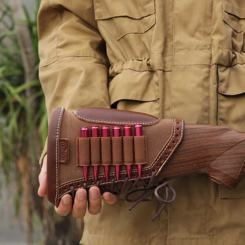 TOURBON Canvas Leather Cheek Rest Rifle Shells Holder Shooting Gun ...