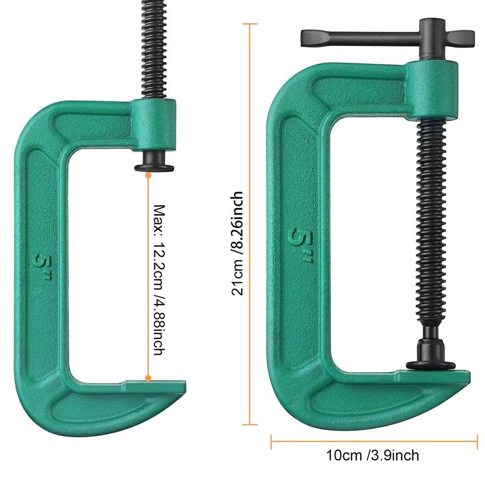 4 Pcs C Clamp Set 5 Inch Heavy Duty G-Clamps Automotive and Wood ...