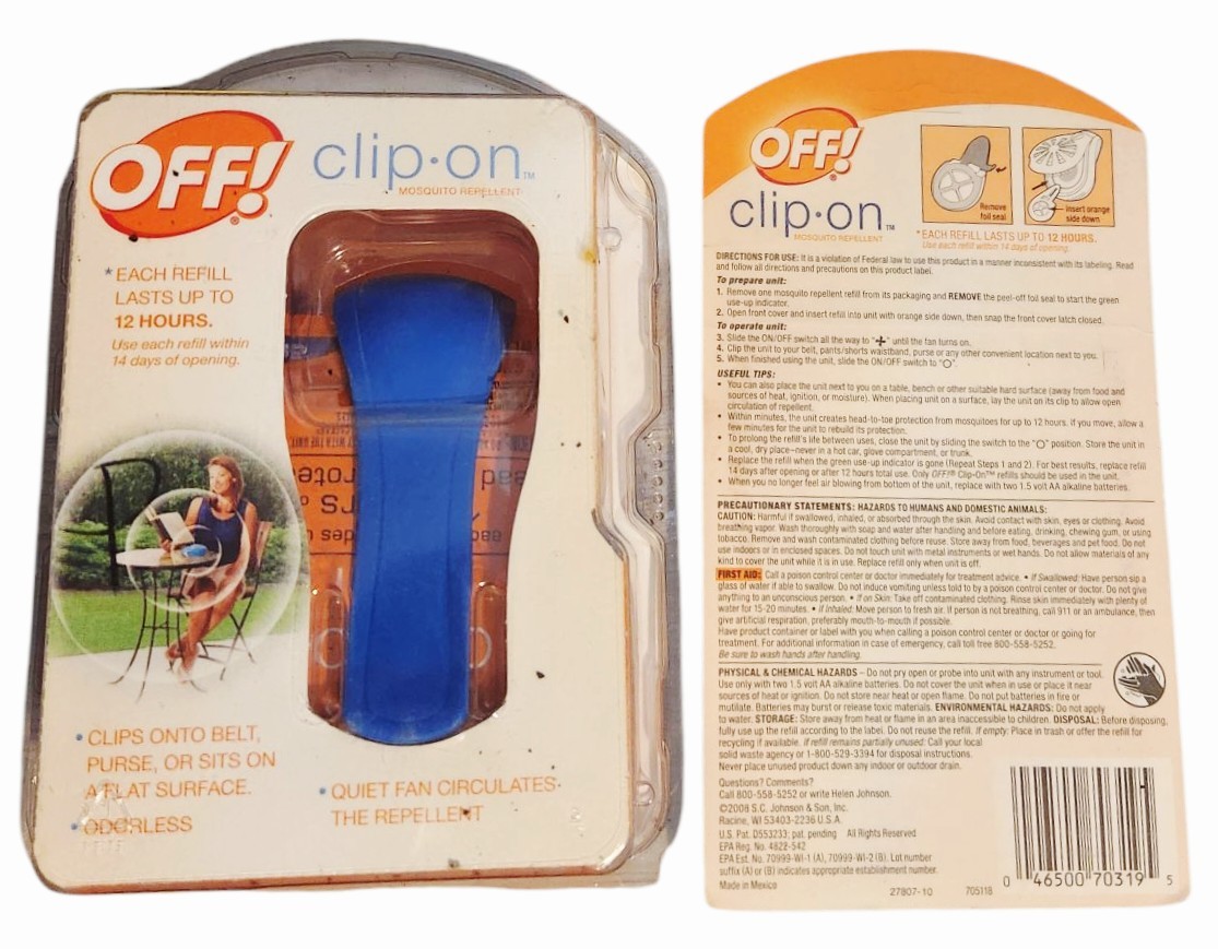 Off! Clip On Mosquito Repellent Circulating Fan w/2 pack refills ~ NOS ...