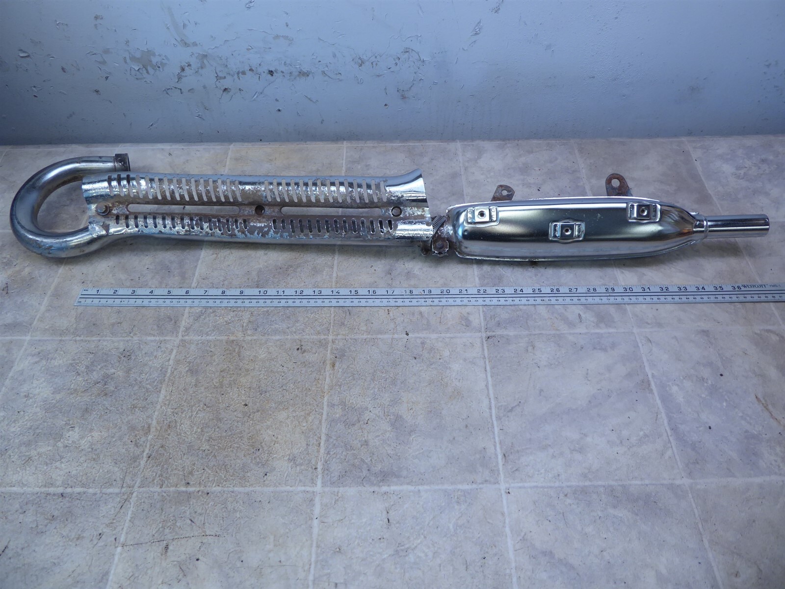 1970 Honda CL350 Scrambler H1233-1 Chrome Lower Header Muffler Pipe w ...