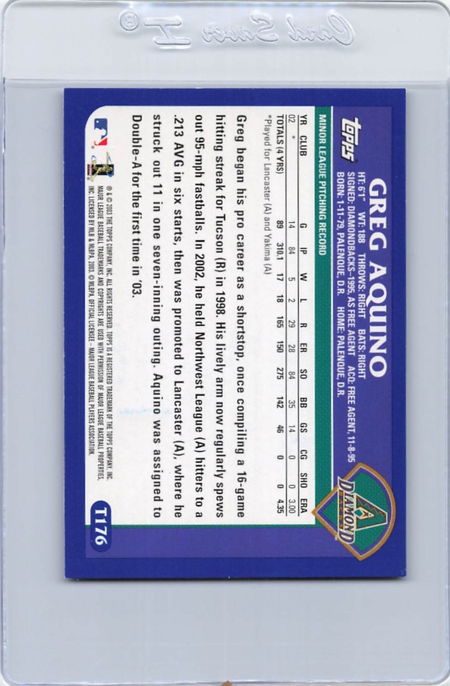 2003 Topps #T176 Greg Aquino Diamondbacks Signed Auto *H6881 | eBay