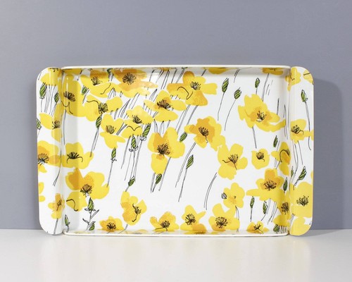 Vintage Floral Serving Tray Match Mates Plastic Yellow Green Flowers | eBay