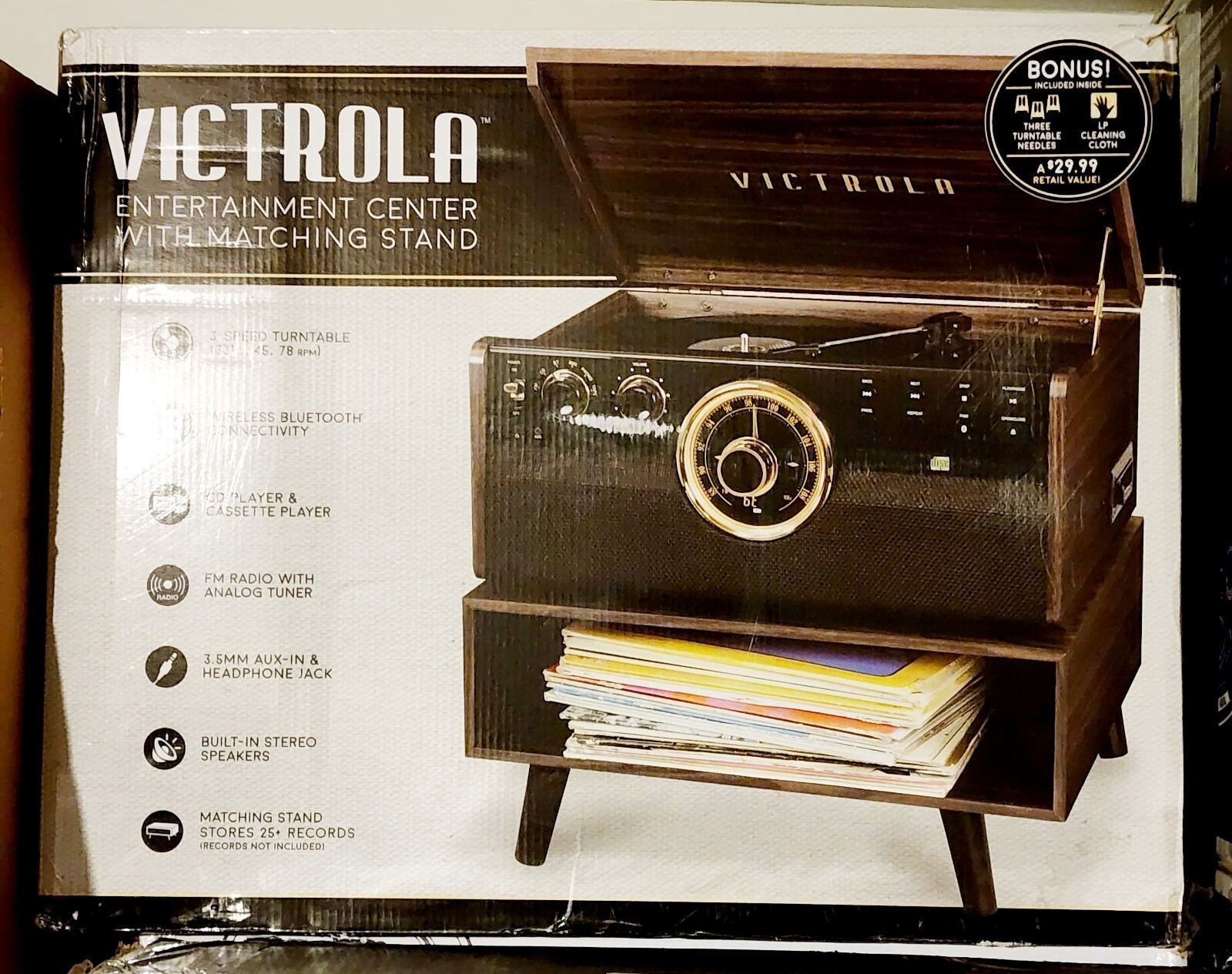 Victrola VTA-270PB 6-in-1 Bluetooth CD Player with 3-Speed Turntable ...