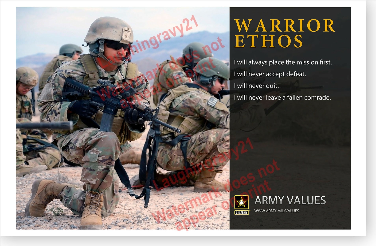 US Army Warrior Ethos 2018 Poster | eBay