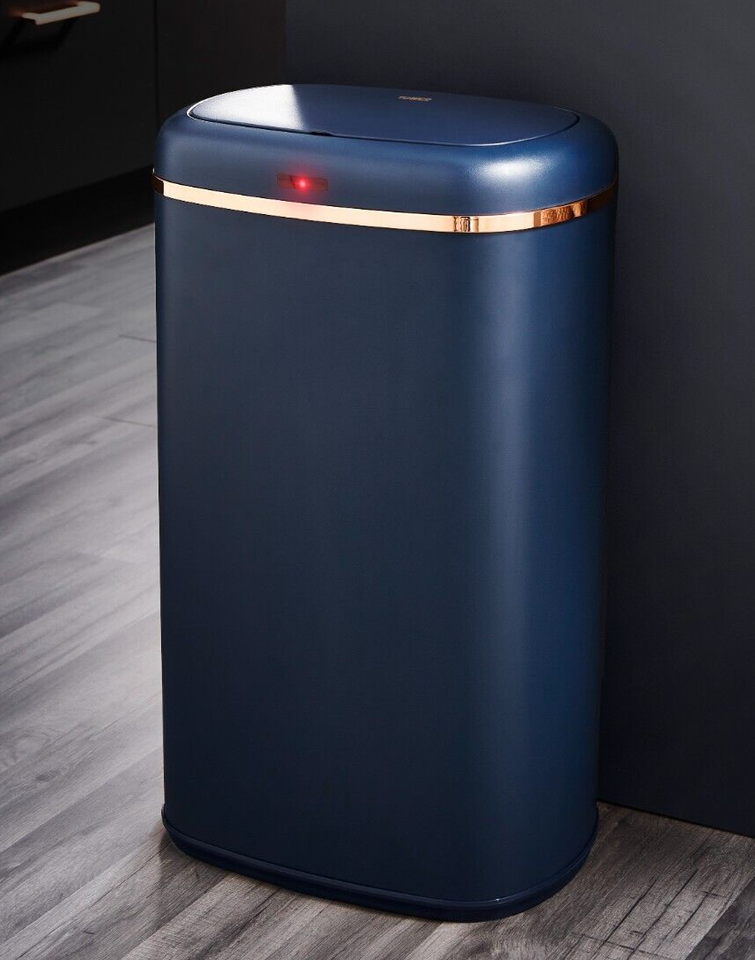 Tower Cavaletto 58L Sensor Bin Midnight Blue/Rose Gold Household Bin ...