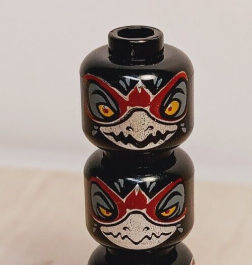 LEGO RAVEN Bird Head TWO FACES Chrome Beak SILVER Yellow Eyes BEADY Red ...