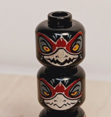 LEGO RAVEN Bird Head TWO FACES Chrome Beak SILVER Yellow Eyes BEADY Red ...