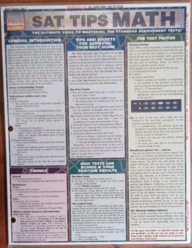 SAT TIPS: MATH (QUICKSTUDY REFERENCE GUIDES - ACADEMIC) **Mint Condition** 9781572226449 | eBay