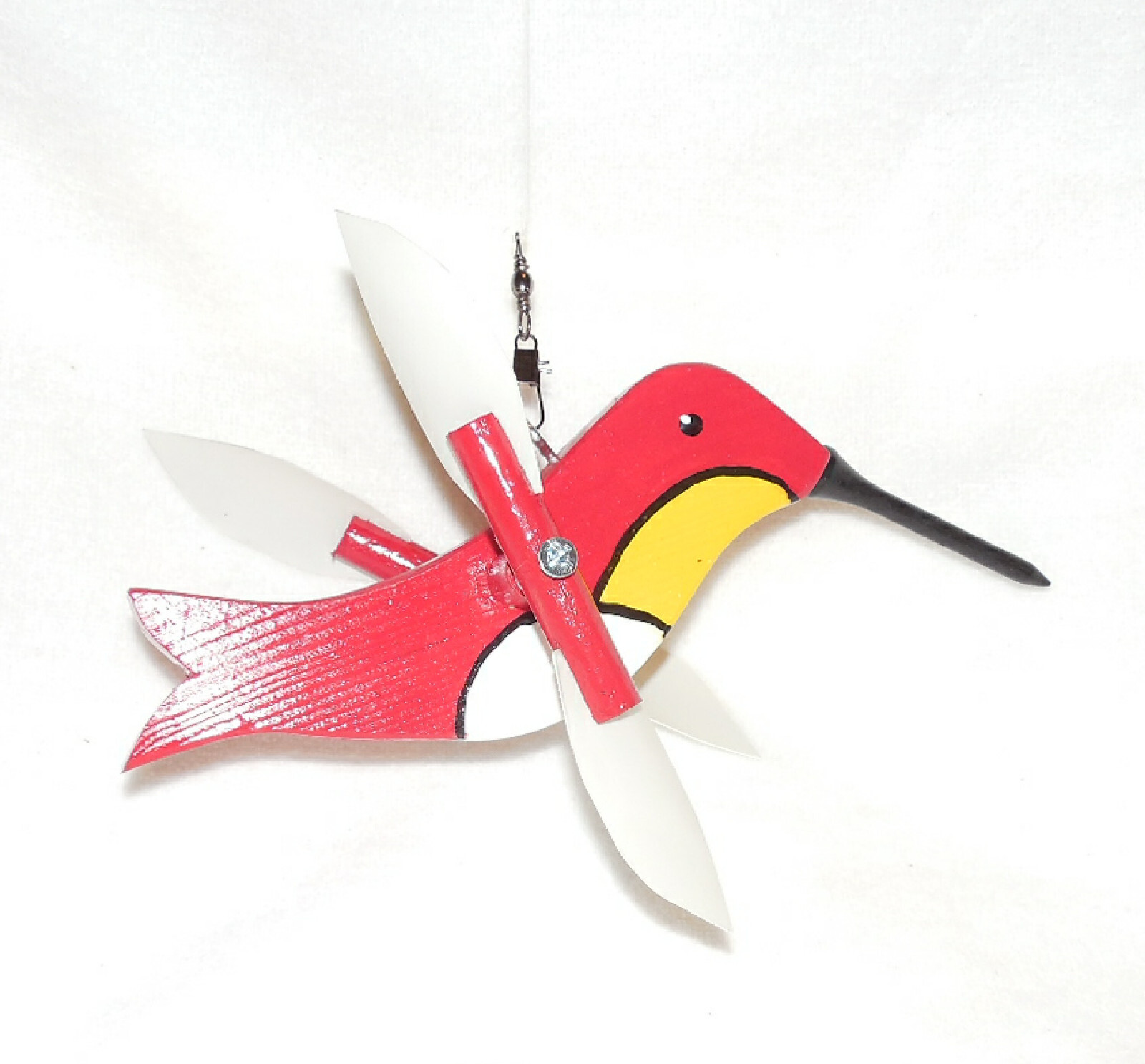 We Make Homemade Hand Crafted 7" Hummers Hummingbird Wind Spinner Red ...