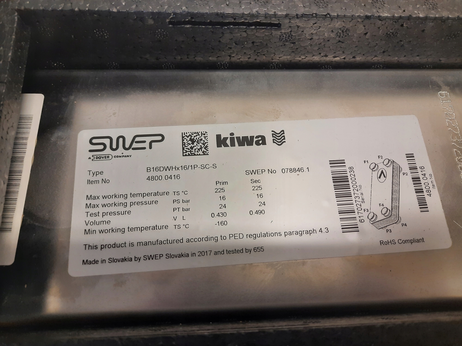 Plate heat exchanger 8 liters Ferroli 3720100 / #D P00D 5816 | eBay