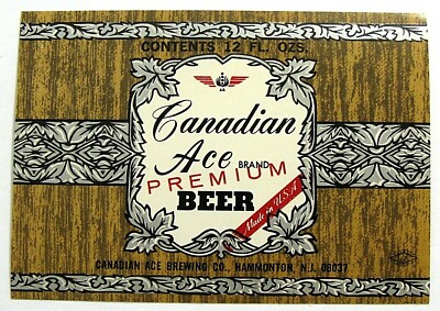 Canadian Ace Brewing CANADIAN ACE PREMIUM BEER beer label NJ 12oz | eBay