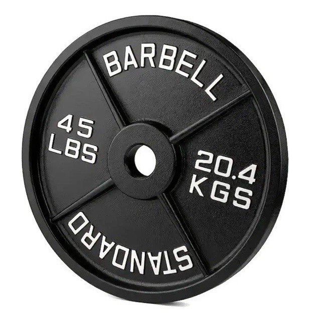 Weight Plate 45Lbs Cast Iron Olympic 2” Center Hole Heavy Duty Strength ...