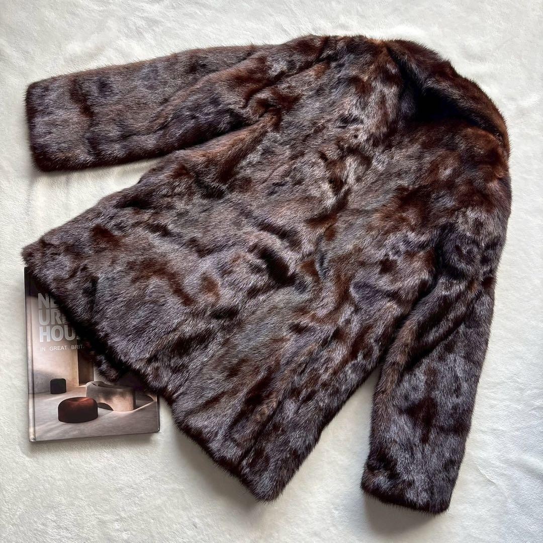 Rare high-quality mink fur coat brown thick luxurious… - Gem
