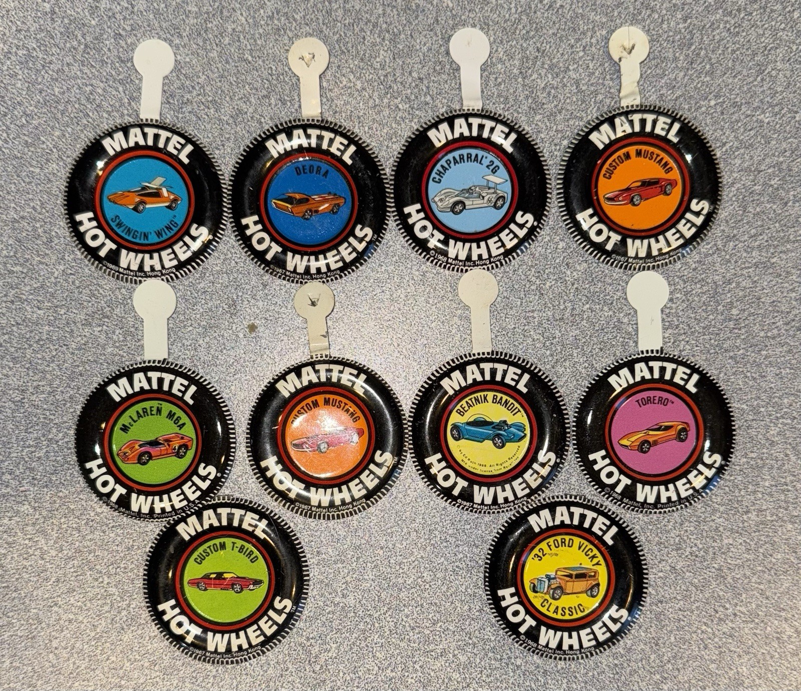 HOT WHEELS Mattel Vintage Redline Tin Button Badges LOT OF 10 - 67' 68 ...