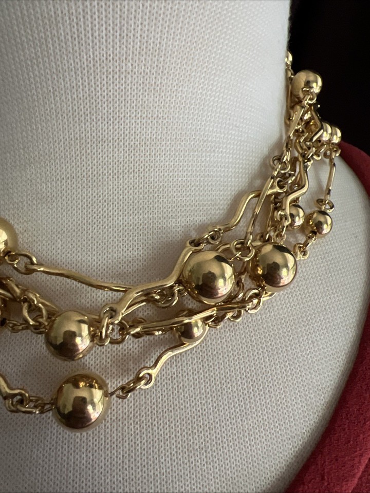 Beautiful Gold-Tone 6 Strand Beads 17” Necklace 7067 | eBay