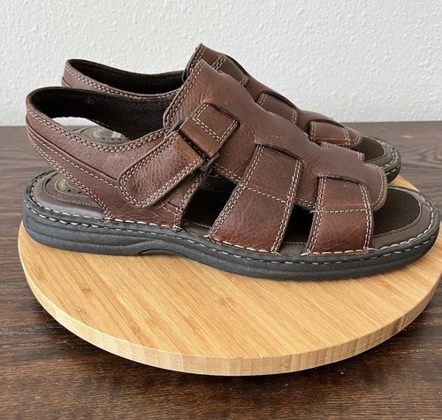 NEW Nunn Bush Brown Leather Sandals Comfort Gel mens 12 M Leather Open ...