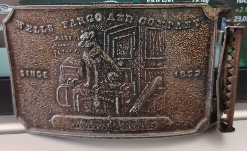 Vtg Wells Fargo & Co. Belt Buckle Since 1852 ARKANSAS Faithful Guard ...