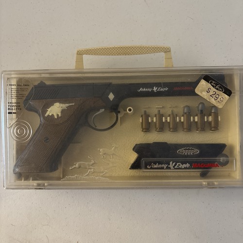 Vintage Topper Johnny Eagle Magumba Gun Toy Pistol Bullets Clip Case 60 ...