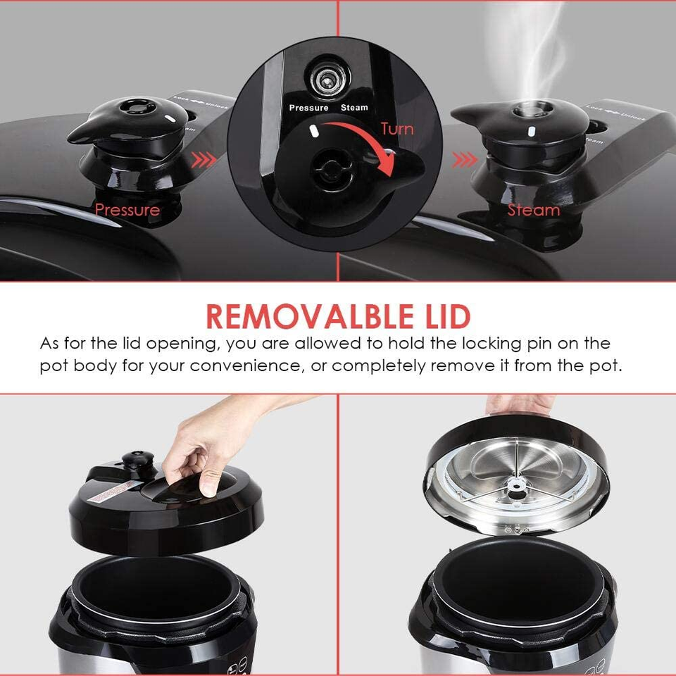 3 Quart Pressure Cooker 8 in 1 Multi Use Programmable Instant Cooker ...