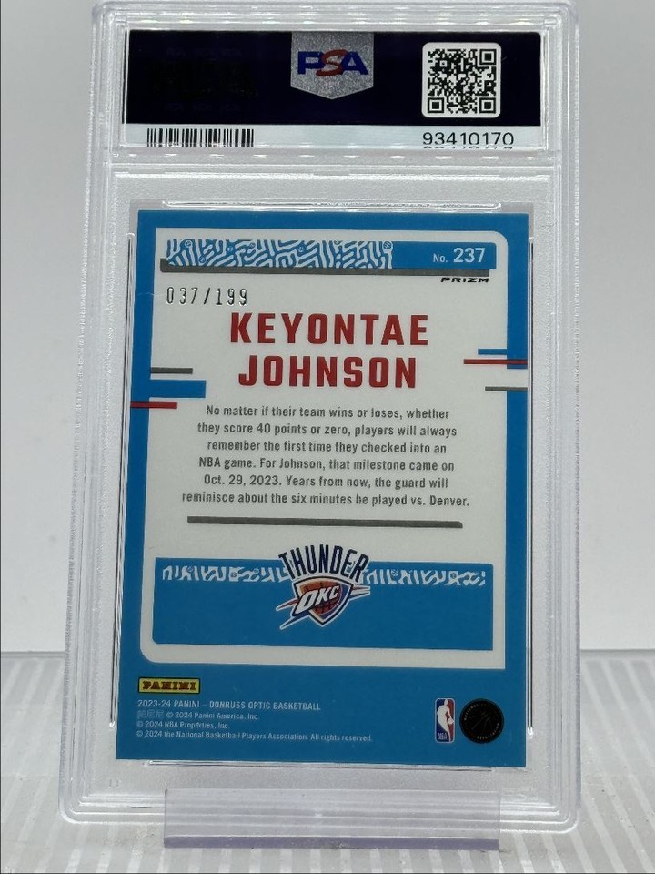 KEYONTAE JOHNSON 2023-24 DONRUSS OPTIC RATED ROOKIE ORANGE RC /199 PSA ...