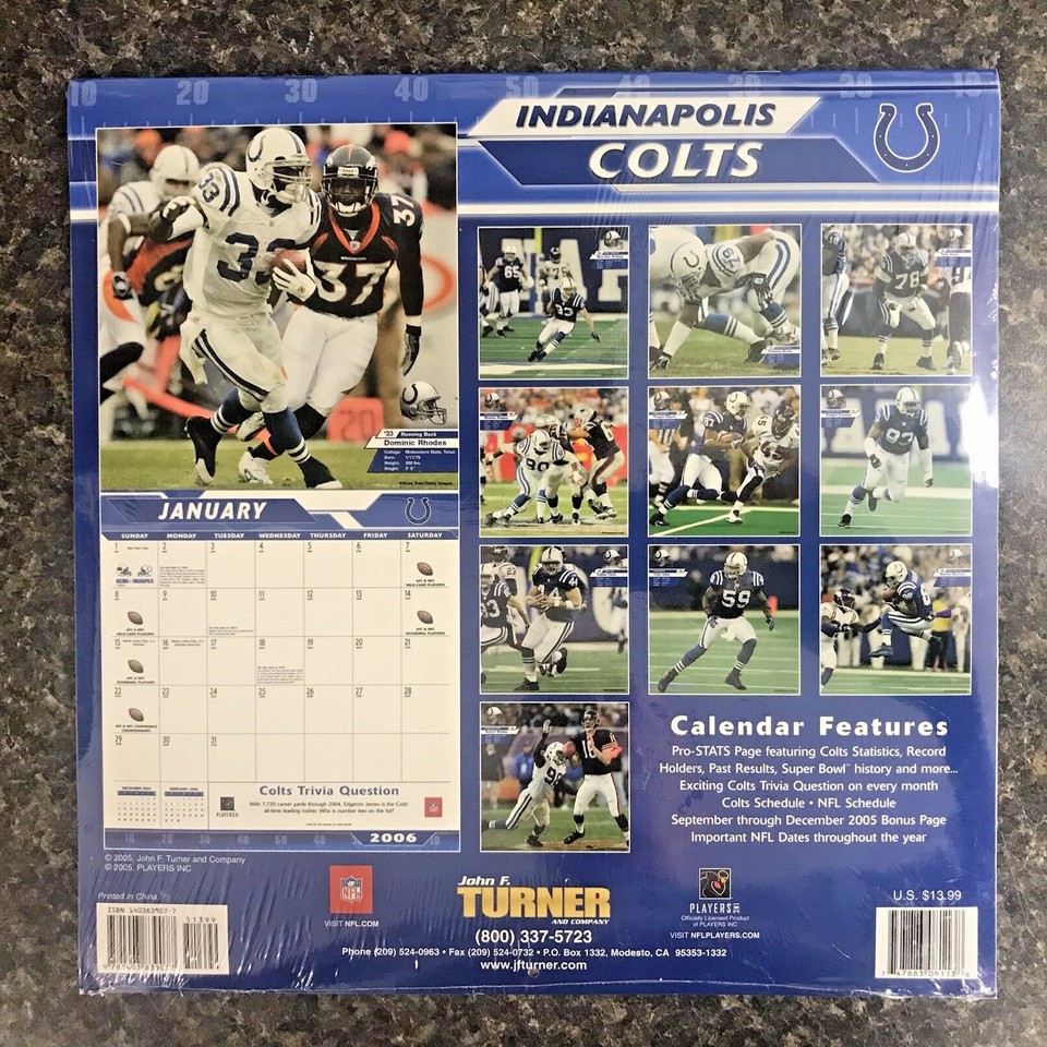 Indianapolis Colts 2006 Team Calendar Peyton Manning - NOS SEALED - 12 ...