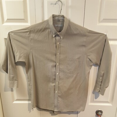 Geoffrey Beene Mens Green Pinpoint Oxford Long Sleeve Shirt Beige Size ...