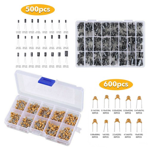 1100pcs/Set Ceramic Capacitor Assortment Kit Electrolytic Capacitor Kit ...