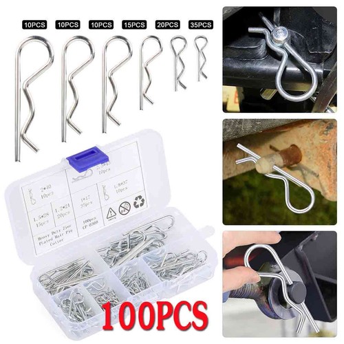 100pcs R Clips Spring Lynch Hitch Cotter Hair Pin Assortment Steel ...
