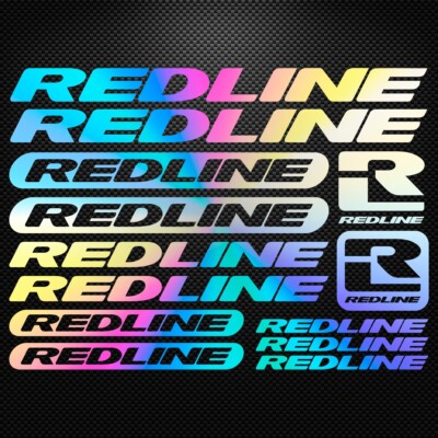 REDLINE - KIT Holographic Vinyl Decal Stickers Sheet Bike Frame Cycling ...