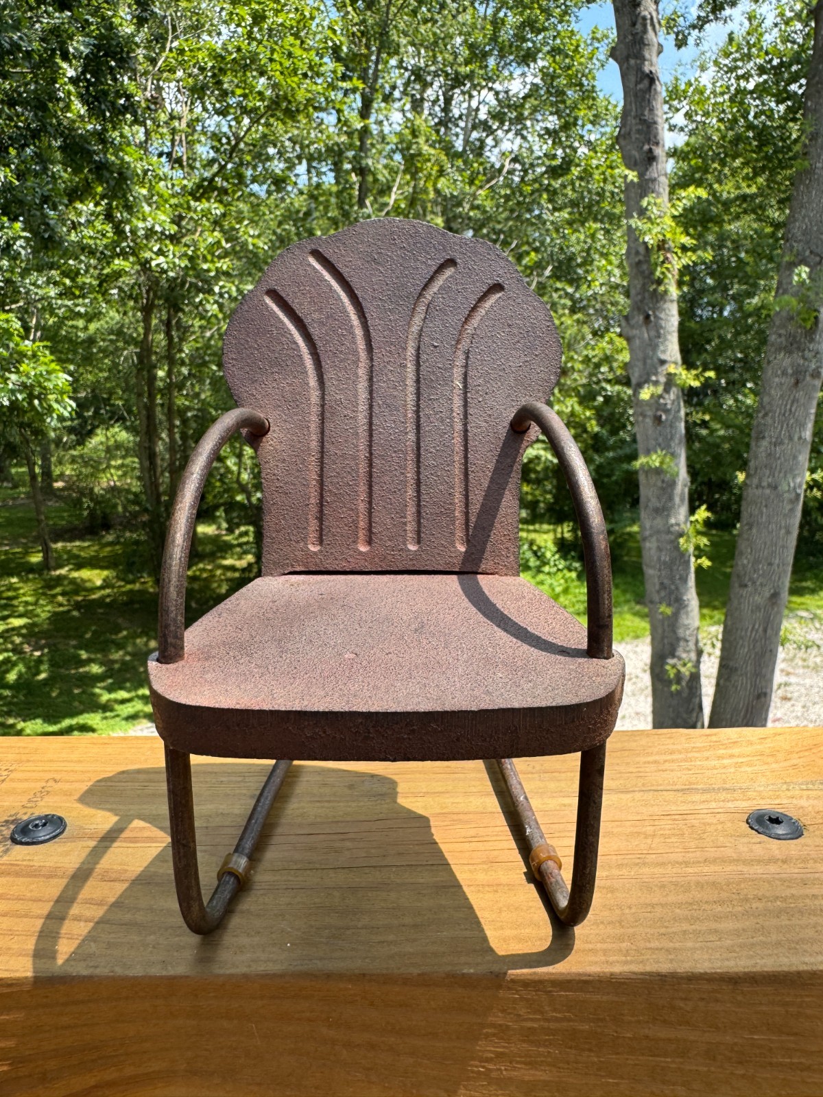 Vintage Cast Iron Salesman Sample Retro Metal Clam Shell Lawn chair | eBay